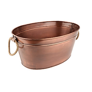 G.E.T. BT-2215-ACPR Copper Beverage Tub with Rope Handles, 8 Gallon,Antique Copper