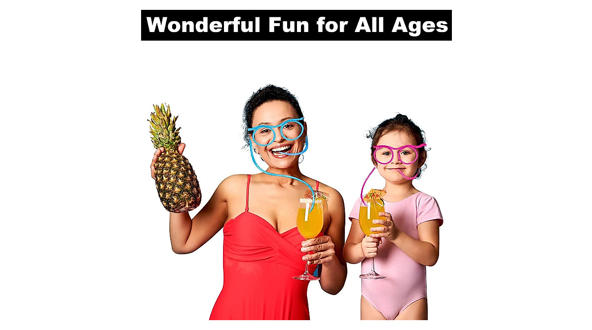 Fun Silly Straw Glasses for Parties | 16 Color Pack for All Ages