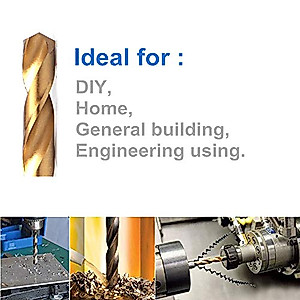 Pack of 10,【1/16 "】 x 1-7/8" Titanium Coated HSS Twist Drill Bits.Jobber Length.for Wood,Metal & Plastic,General Purpose.