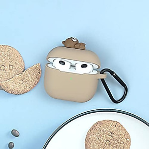 Wonhibo Cute Bear Airpods 3rd Case Cute 2021 Generation, Kawaii Animal Cover for Apple Airpod 3 Gen with Keychain