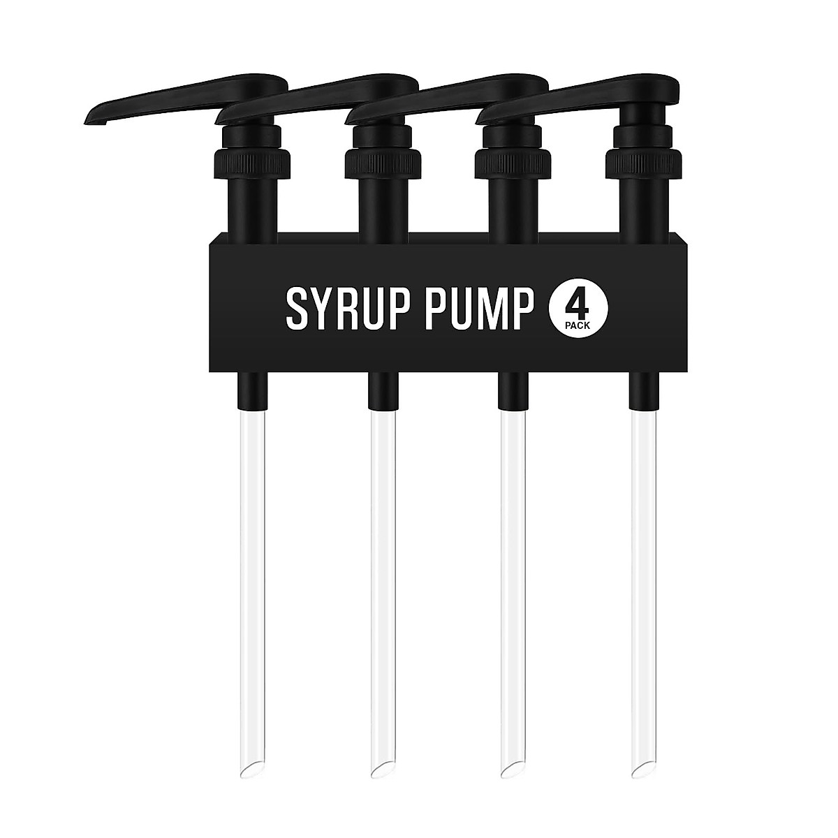 Black Coffee Syrup Pump (Fits Torani, DaVinci, Starbucks, Top Creamery, Allegro Syrups) Great for adding syrup to Coffee,Tea, Soda, and cocktails, - Fits 25.4 oz/750ml bottles - Pack of 4