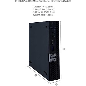 dell Optiplex 5070 Micro MFF Desktop PC Intel i5-9500T, 16GB DDR4 New 1TB M.2 NVMe SSD, WiFi BT HDMI New KB & Mouse Windows 11 Pro (Renewed)