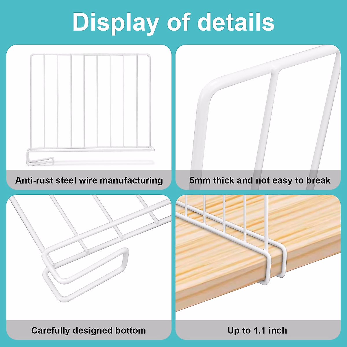 LQQBOX Shelf Dividers for Closet Organization, 8 Pack Metal Closet Shelf Dividers, Closet Shelf Organizer for Wood Closet Separator