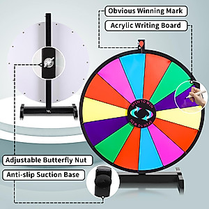 iElyiEsy 18 Inch Spinning Wheel for Prize 14 Slots Tabletop Prize Wheel Spinner with Stand, Dry Erase Marker and Eraser for Trade Show Carnival Party Pub Fortune Game