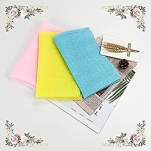 Yiclick Exfoliating Washcloth Towel [3 Pack], Japanese Exfoliating Bath Wash Cloth for Body Exfoliation, Korean Back Scrubber Washer for Shower, African Net Sponge Brush Loofah Exfoliator (3 Colors)