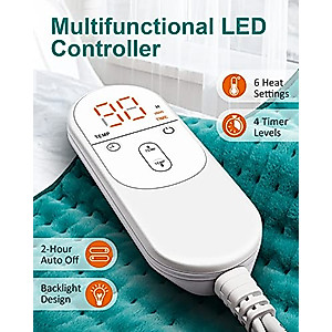 Heating Pad for Back Pain Relief with 6 Heat Settings, 4 Auto-Off, Gifts for Women Mom Men Dad, Electric Heating Pads for Cramps/Abdomen/Waist/Shoulder, Moist Dry Heat Options, 12" x 24"