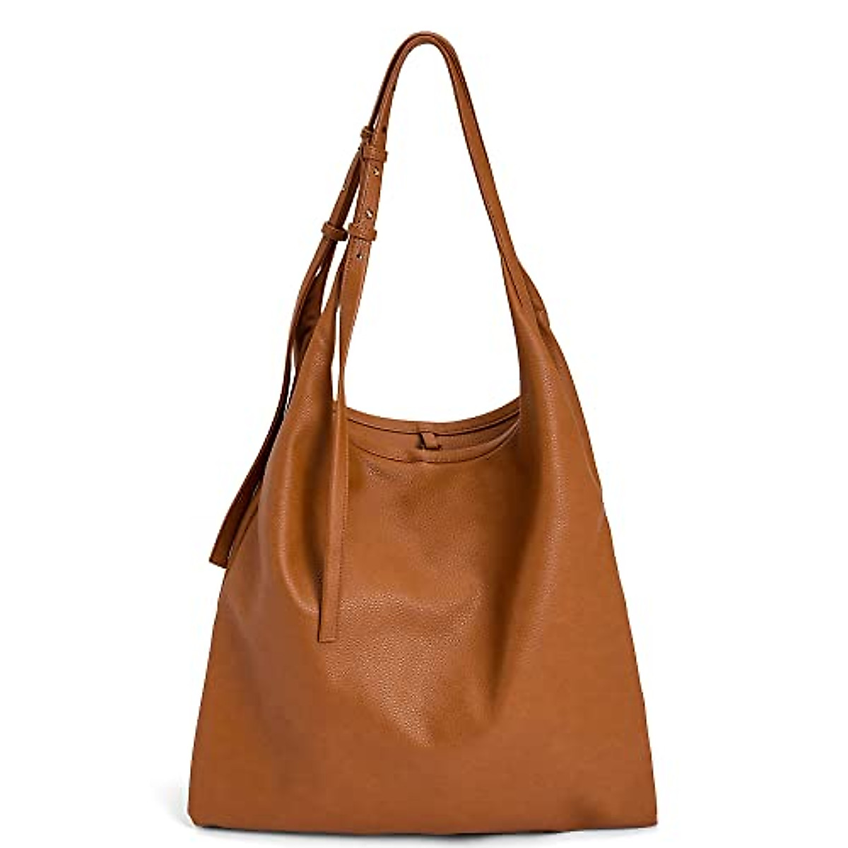 Like Dreams Womens Everyday Large Vintage Vegan Leather Hobo Tote Snap Shoulder Fashion Handbag Purse (Cognac)