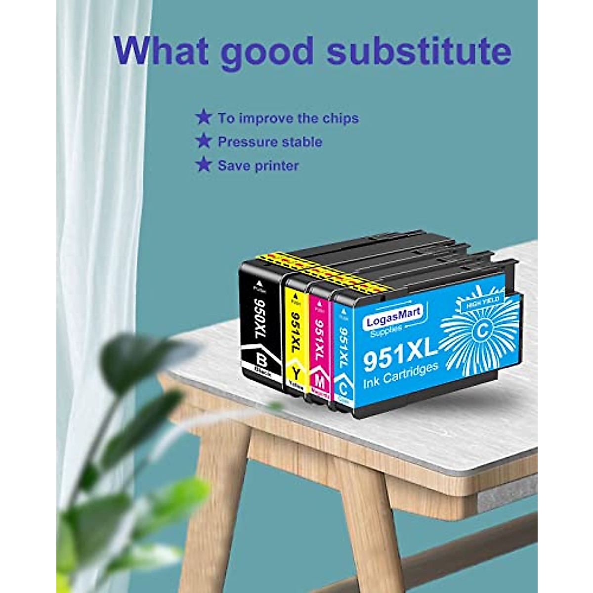 950XL 951XL Ink Cartridges Compatible for HP 950 951 HP OfficeJet Pro 8610 8600 8615 8620 8625 8100 276dw 251dw (4-Pack, HP 950 951)