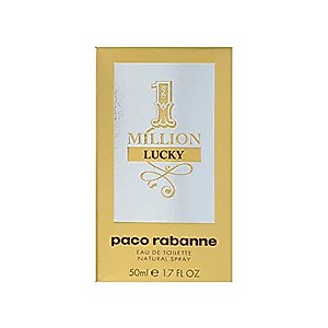 Paco Rabanne 1 Million Lucky Fragrance For Men - Earthy And Woody - Contains Notes Of Hazelnut, Greenplum And Cedar - Captivating And Addictive Warm Woods Scent - Edt Spray - 1.7 Oz