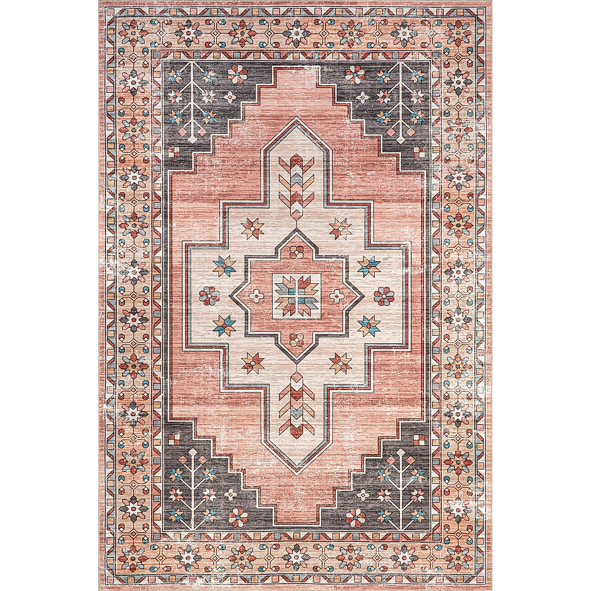 Rugs USA x Lauren Liess Laurel Medallion Machine Washable Area Rug, 9' x 12', Blush