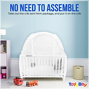 ToyzBay Crib Net to Keep Baby in-Crib Tent to Keep Baby from Climbing Out- Pop Up Crib Mosquito Net Tents Cover- Baby Crib Netting- Baby Safety Crib Tent