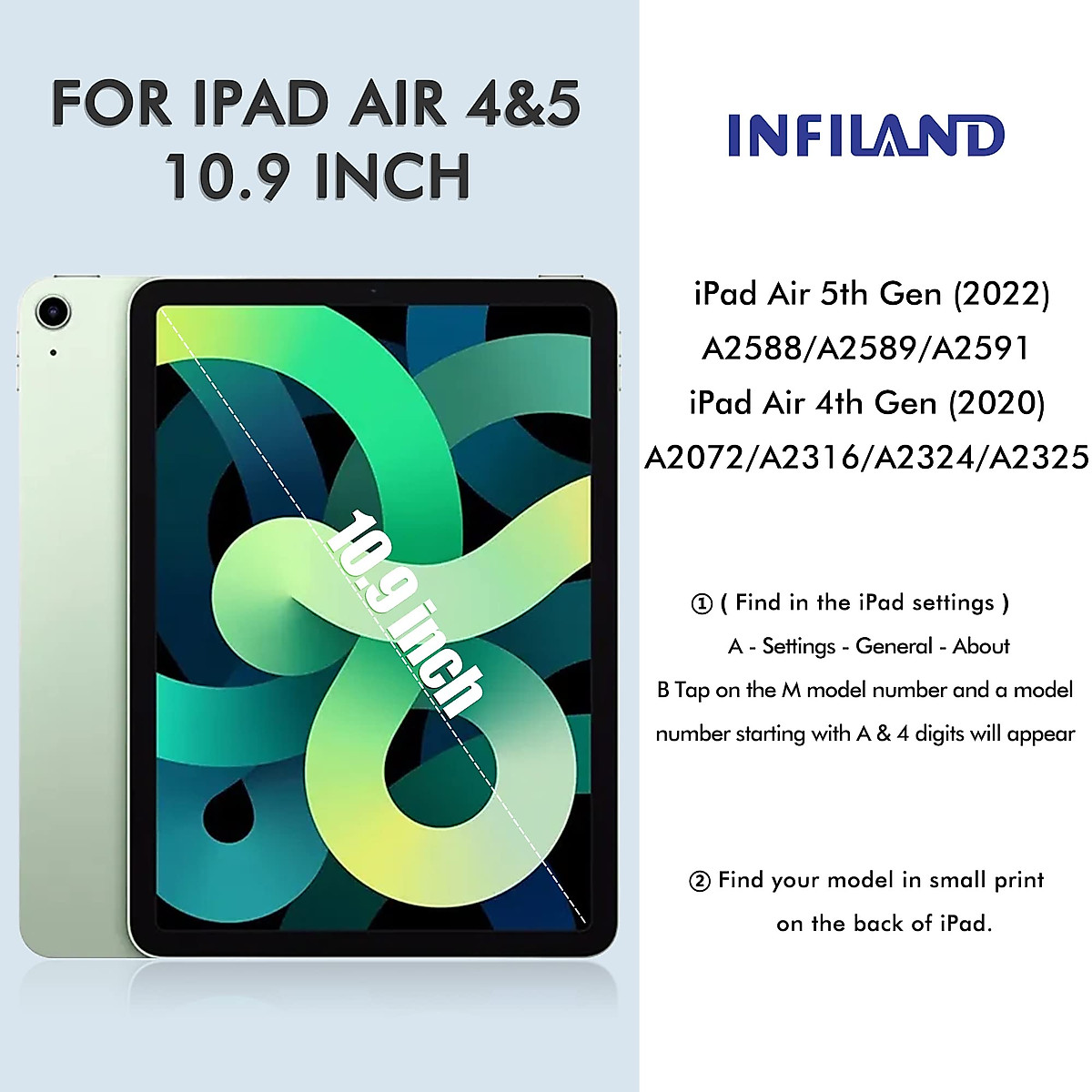 INFILAND Compatible with iPad Air 5 10.9 2022/iPad Air 4 10.9 2020, Ultra-Thin Shockproof TPU Case (with Translucent Matte Back) with Smart Auto Wake/Sleep Function, Mint Green