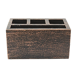 Samsiddhi Wooden 4 Compartment Flatware Caddy, Cutlery Utensil Holder, Silverware Condiment Organizer with Napkin Holder for Kitchen, Dining, Picnics, Grey Washed Mango Wood Caddy with Metal Handles