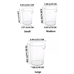JEIMALEN Transparent Trash can Wastebasket with Handle Plastic Small Cylindrical Garbage Can for Kitchen, Bedroom, Home Office, Craft Room, Dorm Room, Powder Room,Toilet Trash Bin (M)