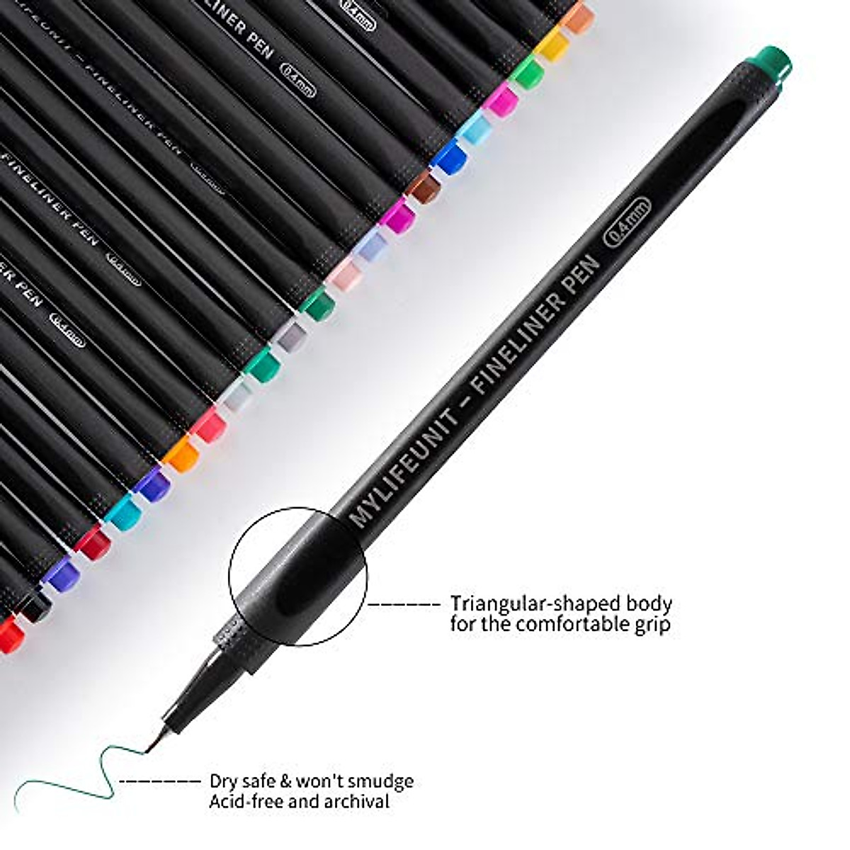 MyLifeUNIT Fineliner Pens, Fine Point Colored Pens for Drawing Journaling and Note-Taking, Planner Pen 22 Assorted Colors