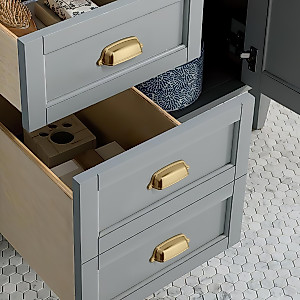 CABDM 6 Pack 3 inch(76 mm) Brushed Brass Cabinet Cup Pulls Brushed Gold Drawer Pulls Kitchen Hardware Cabinet Handles Drawer Handles Knobs Cup Pull.