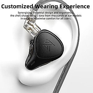 Kinboofi KZ xCrinacle CRN ZEX Pro in Ear Monitor, Electrostatic Driver&Dynamic Driver&Balanced Armature Driver Triple Hybrid Driver HiFi Wried Headphone with Detachable 2 Pin Cable (with Mic, Black)