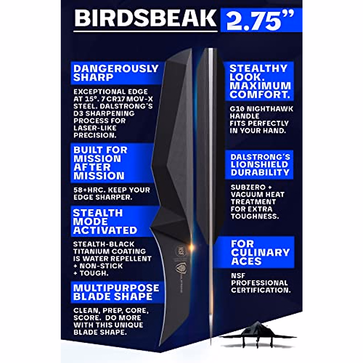 Dalstrong Bird's Beak Paring Knife - 2.75 inch- Shadow Black Series - Black Titanium Nitride Coated - High Carbon - 7CR17MOV-X Vacuum Treated Steel Cooking Kitchen Chef Knife - Sheath - NSF Certified