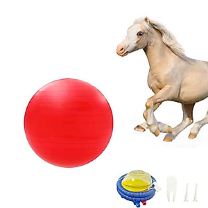 PLEURO Horse Ball Training Toy, Large Ball Horse Toys,Anti-Burst Horse Exercise Ball Toy with Inflator Pump for Horse Lamb Goat Enterainment Toy Ball (30", Red)
