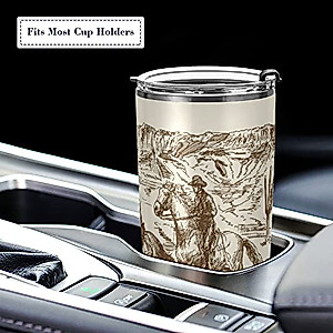 WELLDAY Western Desert Cowboy Stainless Steel Tumbler Cup with Straw & Lid Double Wall Vacuum Insulated Travel Mug Hot Cold Water Bottle Coffee Drinks Cup 20oz