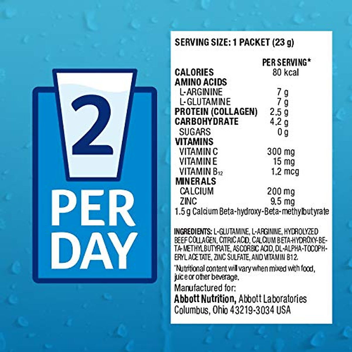 Juven Therapeutic Nutrition Drink Mix Powder for Wound Healing Support, Includes Collagen Protein, Unflavored, 30 Count