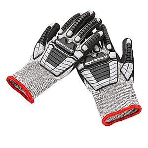 AmazonCommercial 13G SilverSilk & Sandy Nitrile Gloves with Impact Protection (Grey/Black), Size S, 1-Pair