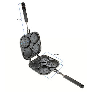 5 STAR SUPER DEALS Pancake Pan Maker Nonstick Double Sided w/ 4 Small Decorative Mold Designs for Perfect Eggs, French Toast, Omelette, Flip Jack, and Crepes