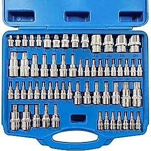 SUNHZMCKP 60-Piece Master Torx Bit Socket and External Torx Socket Set, S2 Alloy steel，E4-E24, T6-T70,TT6-TT70,TP8-TP60,The best auto repair tool