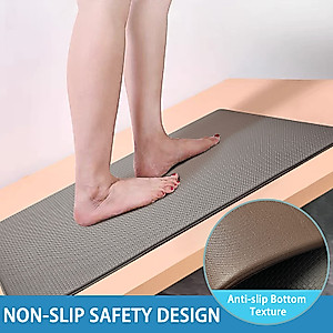 Kitchen Rugs Cushioned Anti Fatigue Mat, Memory Foam , Waterproof,Non-Slip,Heavy Duty PVC,Standing Kitchen Mat for Kitchen, Floor Home, Office, Sink,17.7"x28", Grey