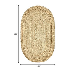 THE PIKKU INTERNATIONAL - Handmade Jute Rug Oval Hand Woven Farmhouse Jute Area Rug (7 x 11 ft)