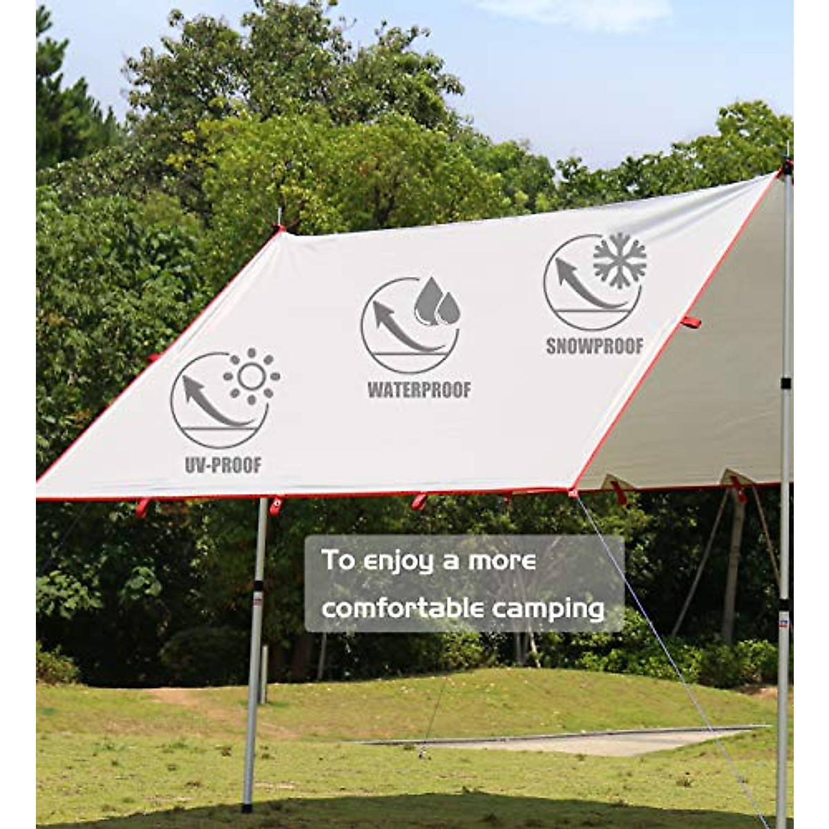 Waterproof Camping Tent Tarp Hammock Rain Fly - 118”x125”/177”x216”,Lightweight UV Protection Sun Shade Canopy,Multifunctional Footprint for Hiking,Backpacking (Green 9.8X 10ft)