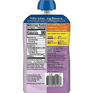 Plum Organics | Stage 2 | Organic Baby Food Meals [6+ Months] | Banana & Pumpkin | 4 Ounce Pouch (Pack Of 12) Packaging May Vary