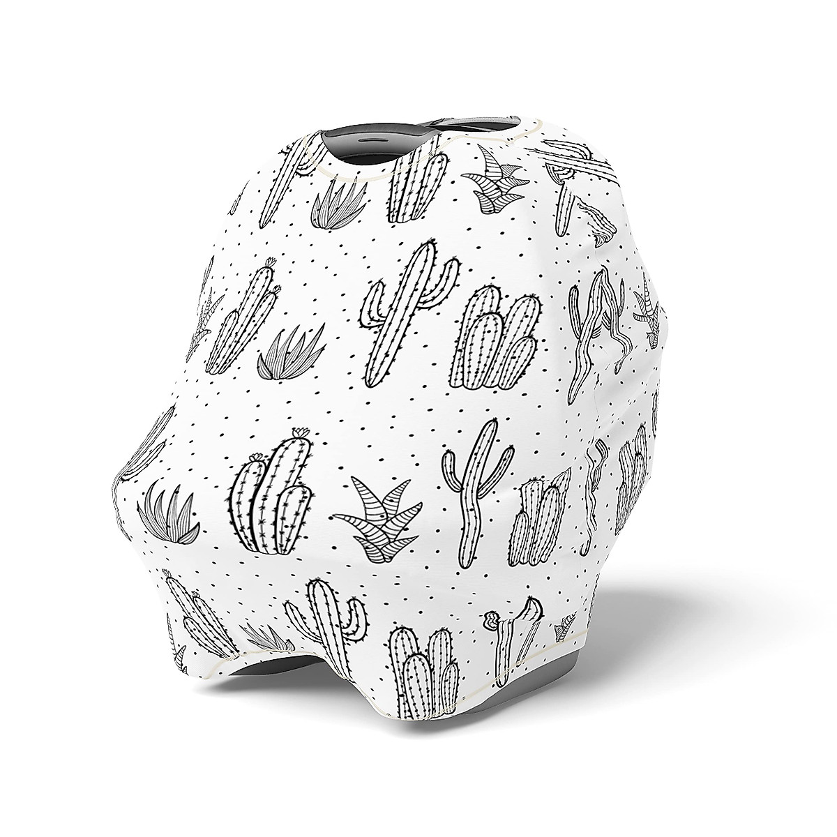 YayaTete Stretchy Multi Use Cover Cactus Car Seat Canopy Nursing Breastfeeding Cover Shopping Grocery Cart High Chair Cover Cacti Nursery Decor Baby Infant Boy,Black,White,Small