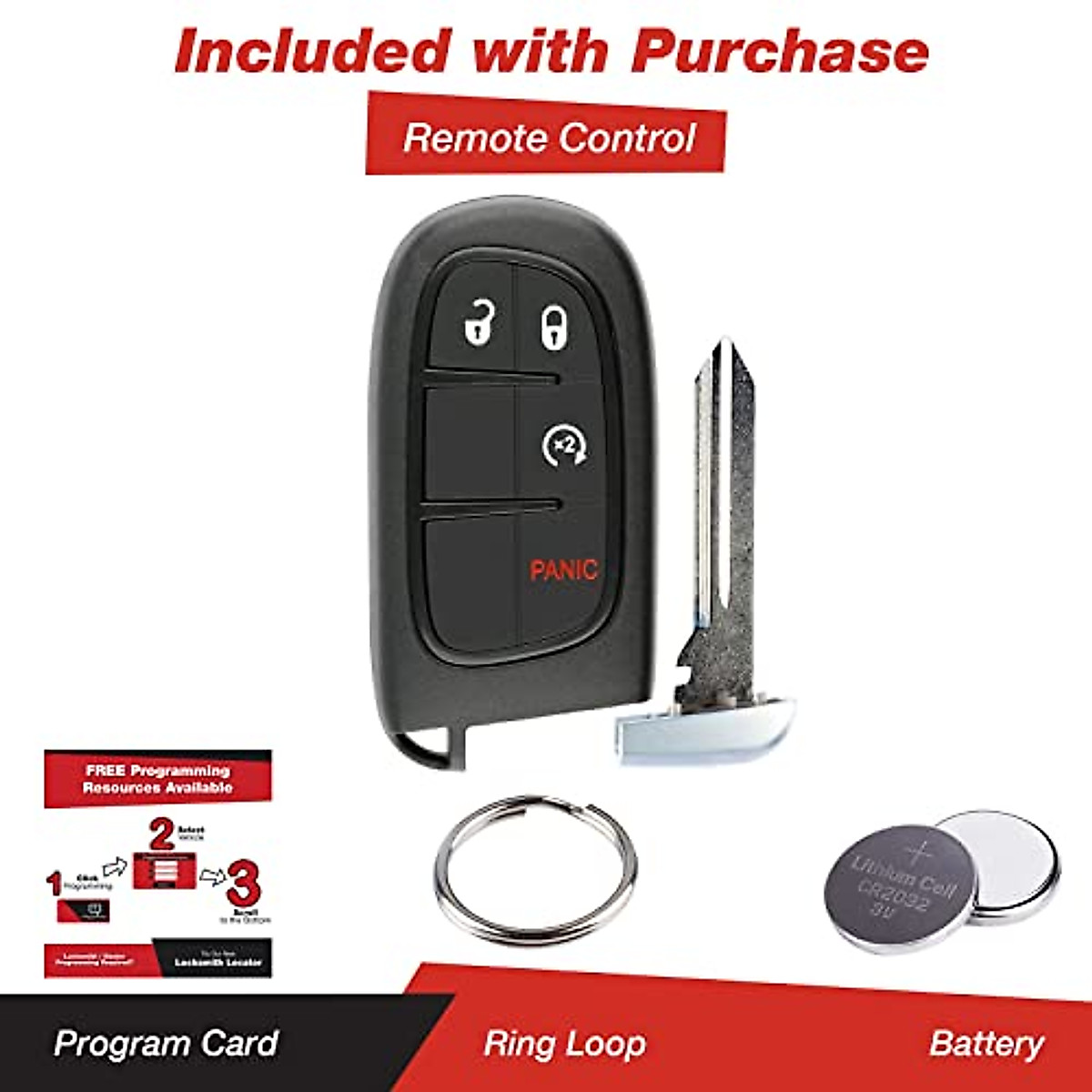 KeylessOption Keyless Entry Remote Start Smart Car Alarm Key Fob for 2013-2018 Ram 1500, 2500, 3500 GQ4-54T