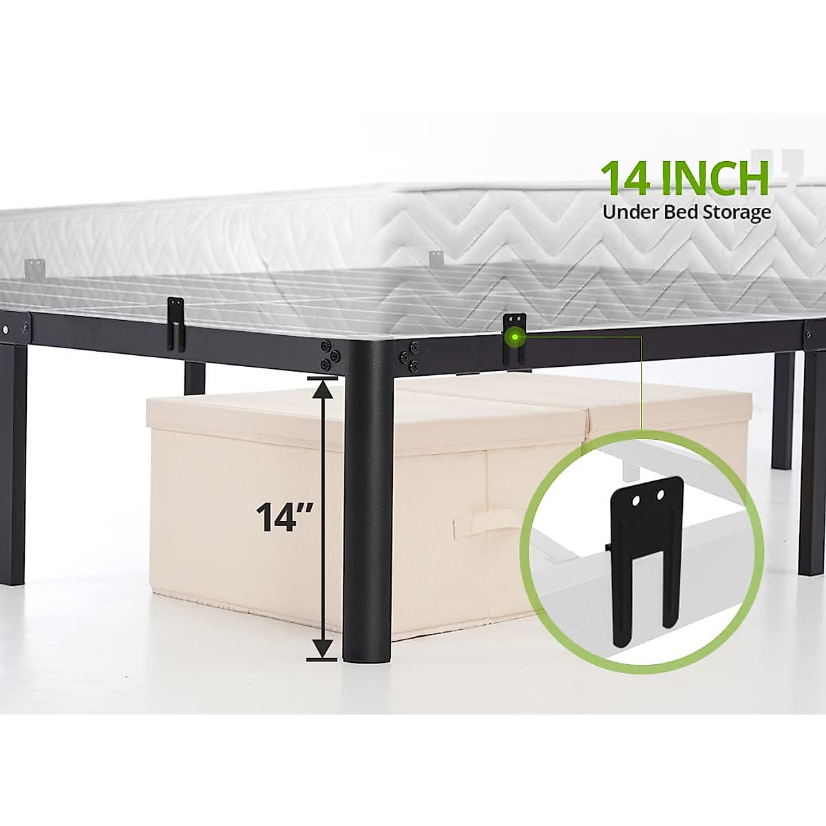 TATAGO 16 Inch Metal Platform Bed Frame with Anti-Collision Round Legs, 3500lbs Heavy Duty Mattress Foundation, Easy Assembly/Silent/Anti-Shake/Non-Slip/No Box Spring Needed, King