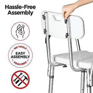 Shower Chair with Handels Set of 3 Includes Back Scrubber & Additional Sponge Tool Free Shower Chair for Elderly Bath Chair for Elderly by Medical King