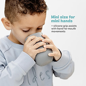 ezpz Happy Cup + Straw System - 24 months+ (Gray) - 100% Silicone Cup + Straw for Older Toddler + Preschoolers