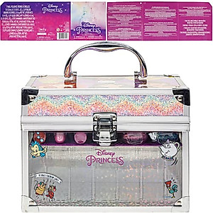 Disney Princess Train Case Girls Beauty Set, Kids Makeup Kit for Girls, Real Washable Toy Makeup Set, Play Makeup, Pretend Play, Party Favor, Birthday, Toys Ages 3 4 5 6 7 8 9 10 11 12