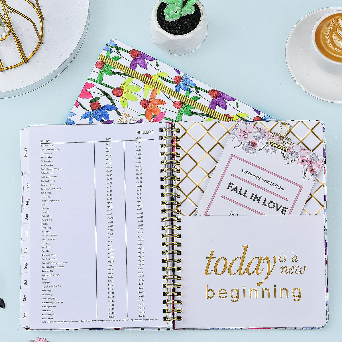 2024 Monthly Planner/Monthly Calendar - Daily Weekly Monthly Planner with Tabs, 8.5" x 6.4", Elastic Closure, Inner Pocket, Floral Agenda Organizer