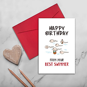 Chomerry Funny Cute Birthday Card for Dad Daddy, Bday Card for Father from Son Daughter, Happy Birthday From Your Best Swimmer