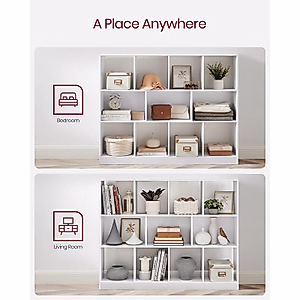 VASAGLE Bookshelf, Bookcase, Book Shelf, Storage Shelf, with 11 Storage Compartments, for Study, Bedroom, Living Room, White ULBC054T14