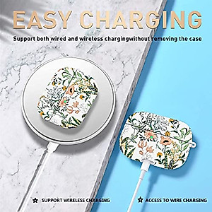 AirPods Pro Case Flower, Olytop Cute Hard Ladybugs Apple Airpods Pro Protective Case Cover Women Shockproof Cover Girls with Keychain for Apple AirPods Pro 2019 Charging Case - Flower/Cactus