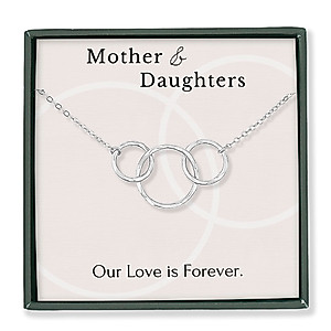 HOPE LOVE SHINE Mother Daughter Necklace - Mom Birthday present, Mothers Day Jewelry Gift • Interlocking Circles Necklace for Women in Sterling Silver & 14K Gold Vermeil
