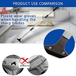 Frebuta Floor Scraper Long Handle Heavy Duty, 4Inch Razor Blade Scrapers Metal Paint Scraper with 10PCS Extra Metal Blades Paint Scraper Ideal for Cleaning Stove Top Windows Glass Tiles Wall