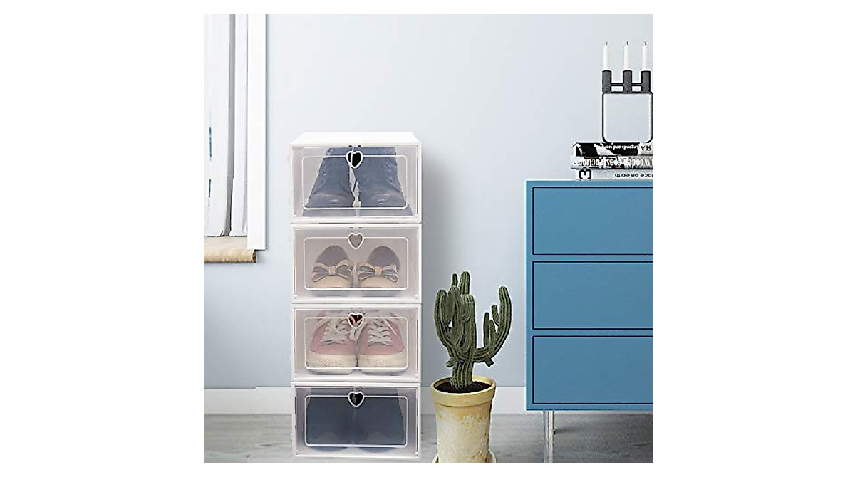 Clear Clamshell Shoe Storage Boxes - 24 Pack