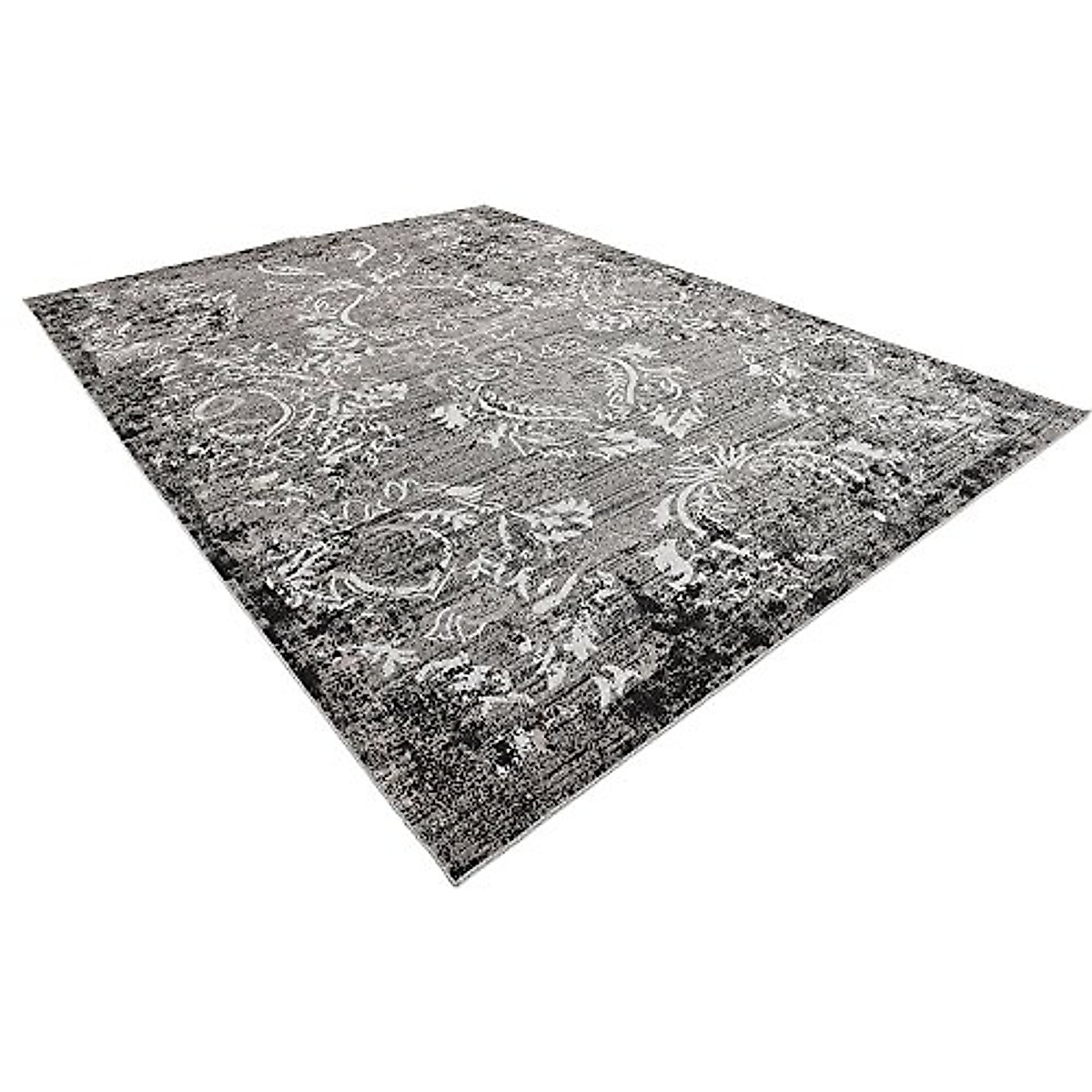 Unique Loom Outdoor Botanical Collection Area Rug - Manchester (9' x 12' 2" Rectangle, Light Gray/ Black)