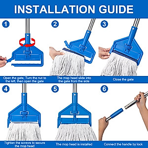 KeFanta Commercial Mop 60 inch Heavy Duty Industrial Wet Mops with Long Handle,Looped-End String Cotton Mop for Home, Kitchen,Garage,Office and Concrete/Tile Floor Cleaning