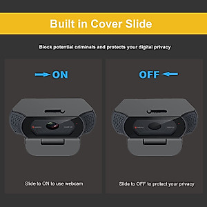 Angetube 1080P HD Webcam, USB Web cam with Autofocus Built-in Microphone & Privacy Cover，Webcam for Laptop，Streaming Web Camera for Skype/Zoom/FaceTime/Hangouts - Control Software Included