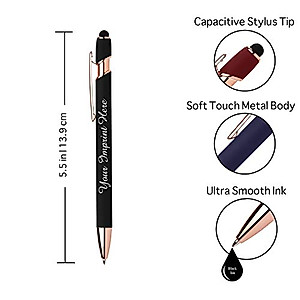 Express Pencils™ - Personalized Pens Gift Set - 2 Pack of Rose Gold Soft Touch Metal Pens w/gift box - Luxury Ballpoint Pen Custom Engraved w/Name or Message | Perfect for Him or Her (Black - Black)