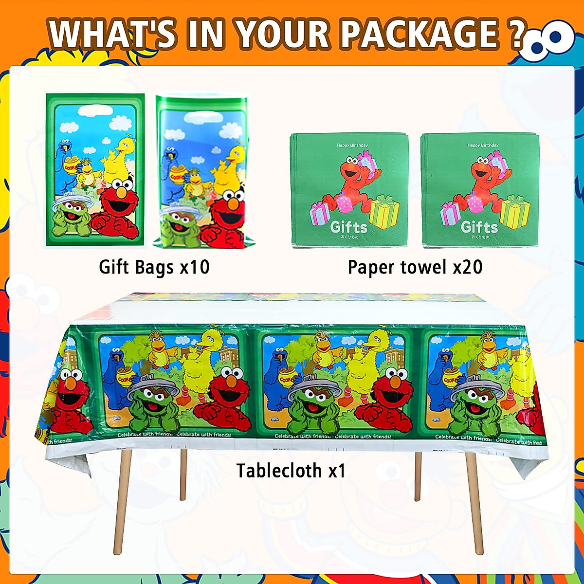 81 Pcs Cartoon Street Birthday Party Supplies Include Knife, Fork, Spoon, Plates, Napkin, Goodie Bags and Table Cloth for Boys Girls Baby Shower Birthday Decorations